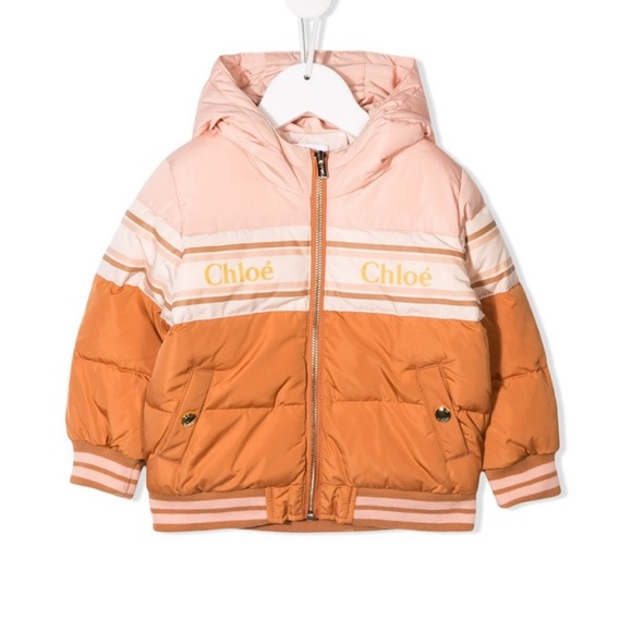 Chloe | Jackets & Coats | Chloe Kids Puffer Jacket In Peach And Brown ...